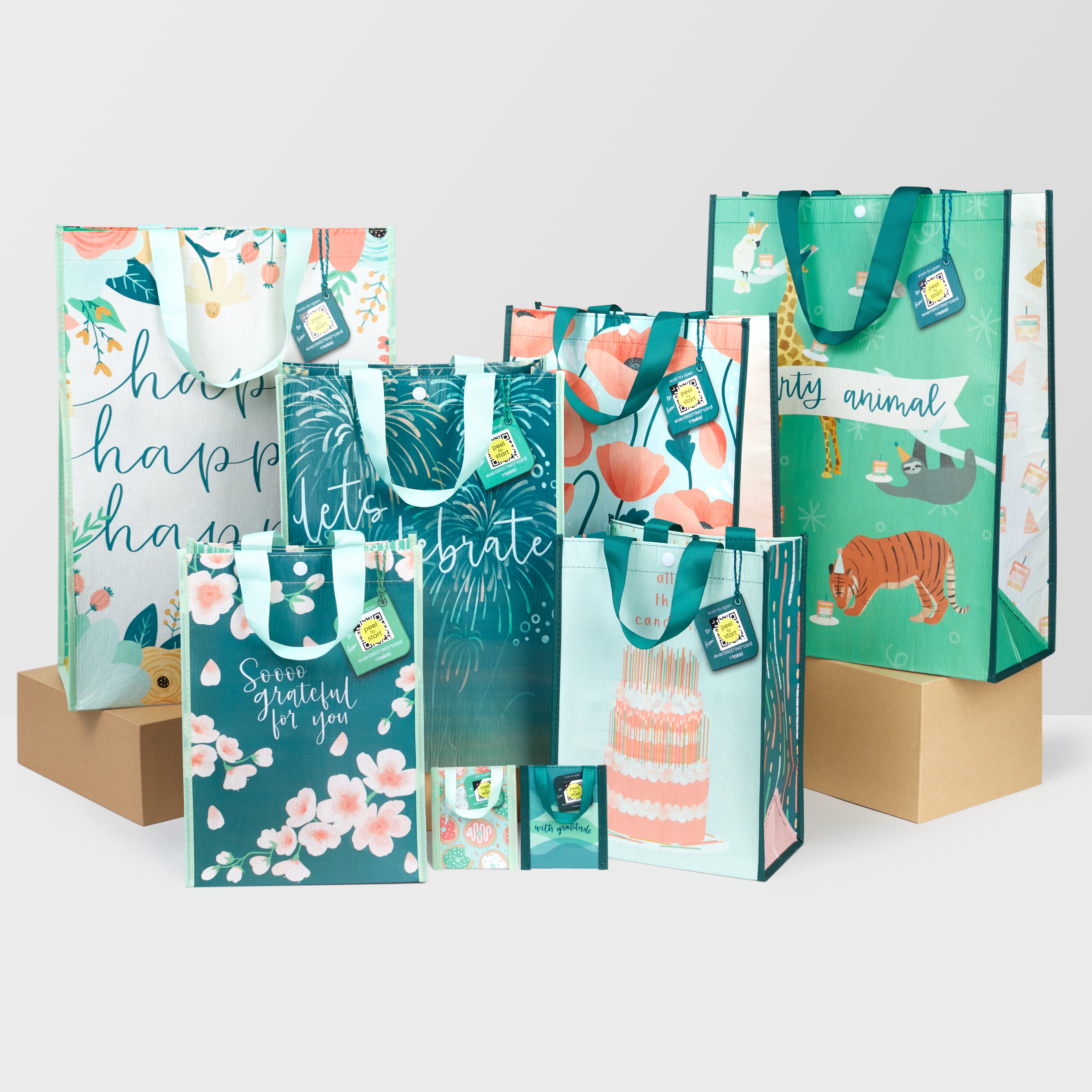 Chic Pastels Bundle | Reusable Gift Bag + QR Greeting Card | 8 Pieces ...