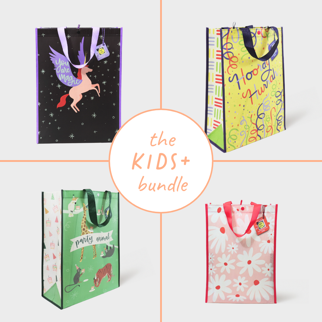 Kids+ Bundle | Reusable Gift Bag + QR Greeting Card | 8 Pieces – Tokki