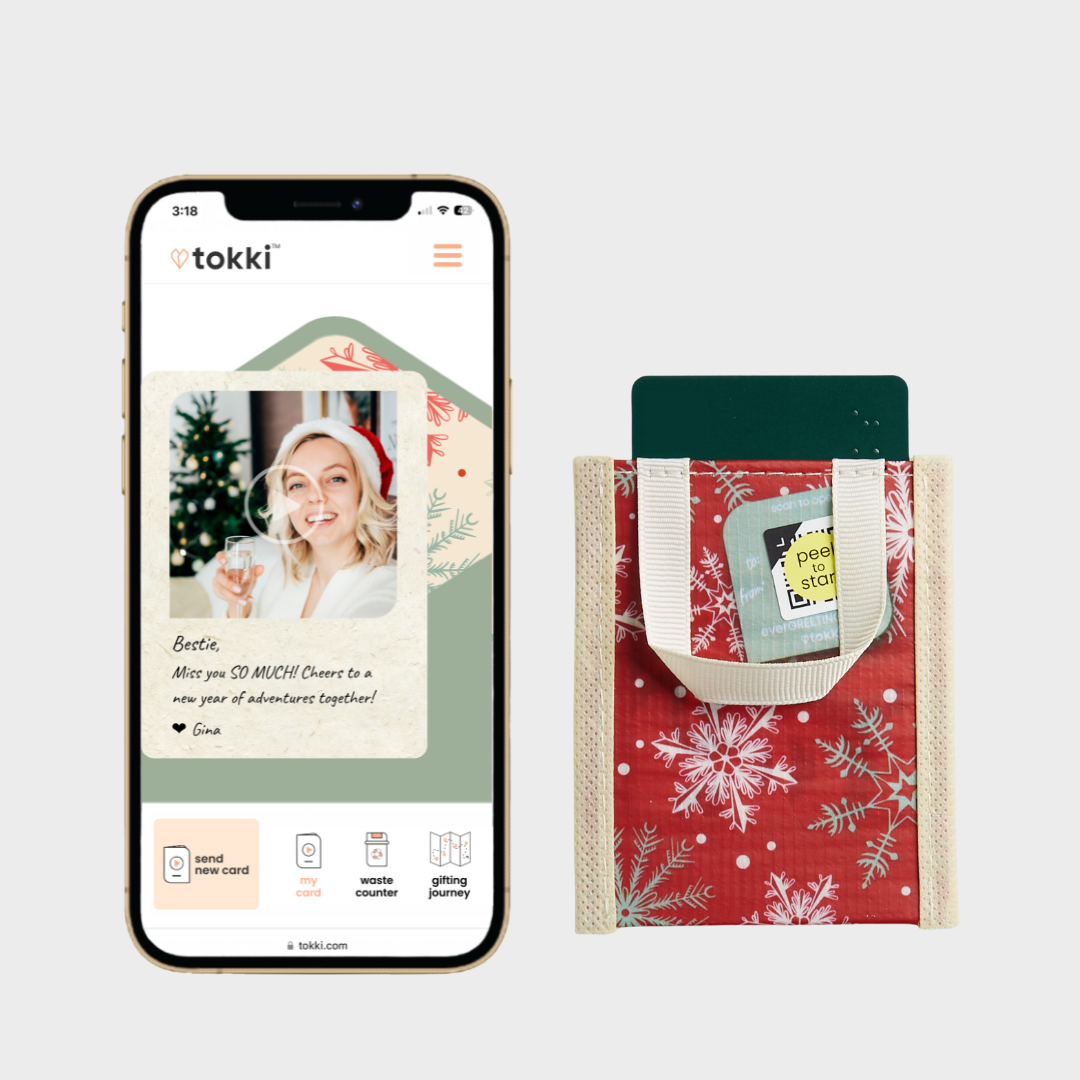Snowfall | Reusable Gift Card Holder + QR Greeting Card – Tokki
